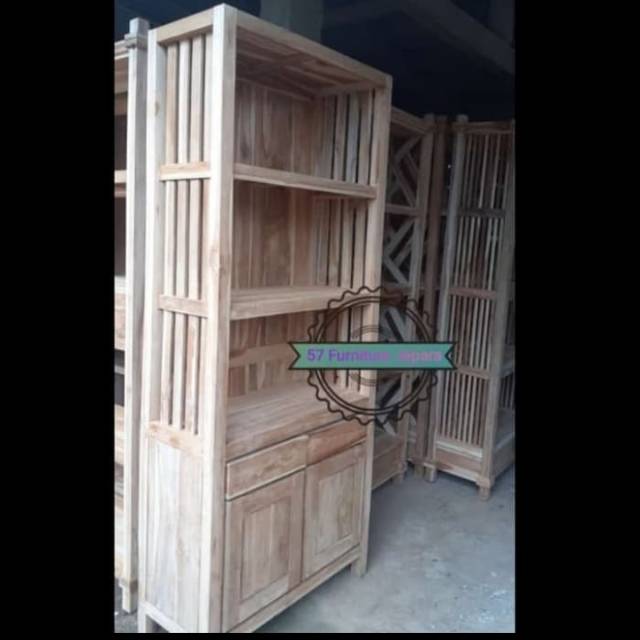 Jual Lemari tempat piring/gelas jati Mentahan - rak serbaguna tempat ...