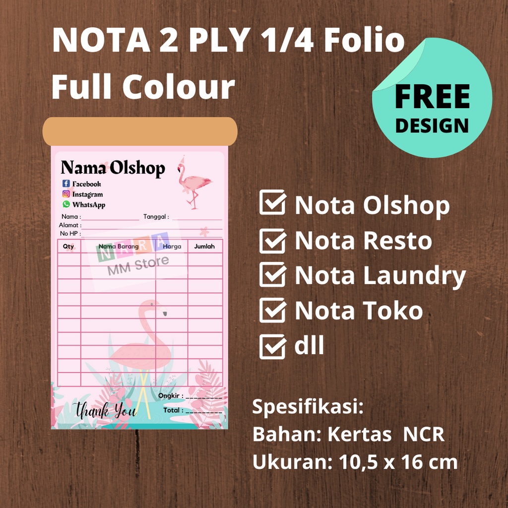 Jual Buku Nota 2 Ply Custom Order | Shopee Indonesia