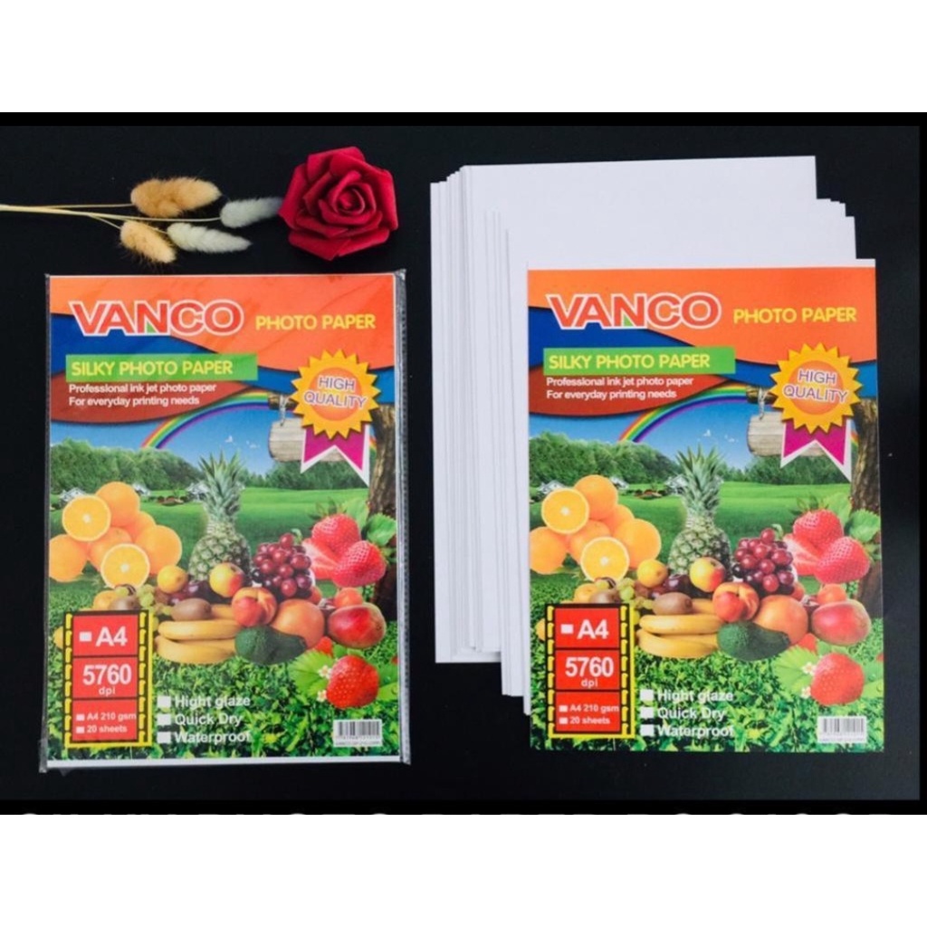 Jual kartass glossy silky vanco 210 atau 260 gsm a4 isi 20 lembar | Shopee Indonesia