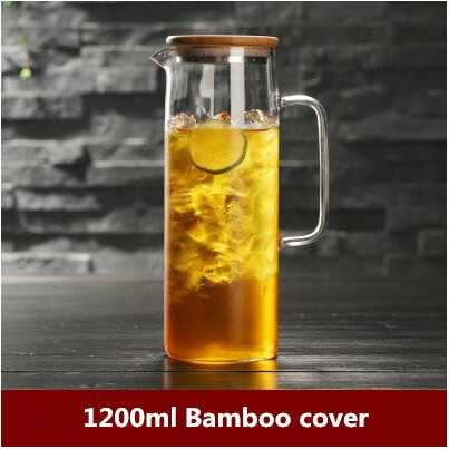 Jual BORREY Teko Pitcher Teh Chinese Teapot Glass Bamboo Lid - Teko Teh ...