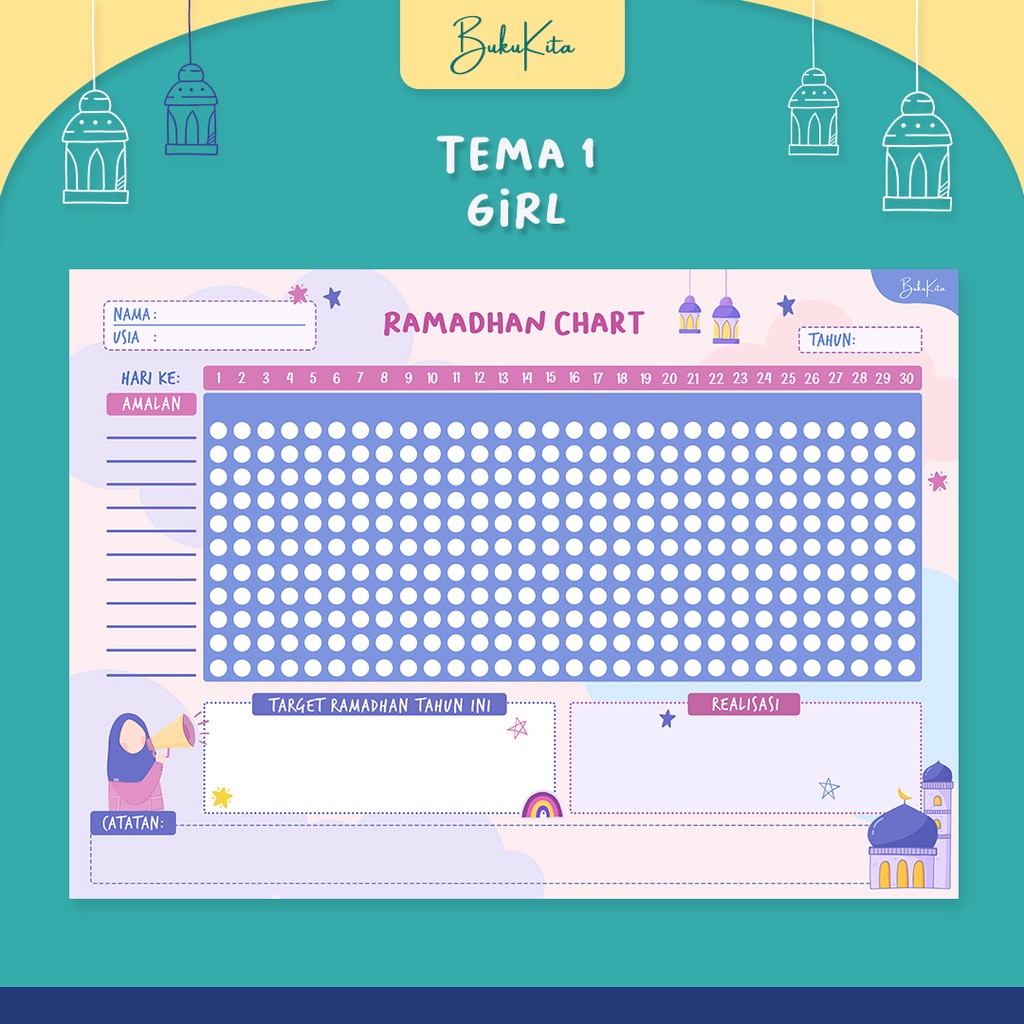 Jual Ramadhan Chart Monthly Planner Schedule Board Poster Edukasi Anak ...