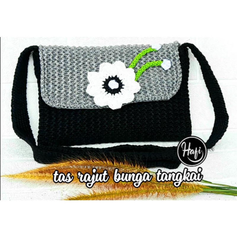Jual tas selempang bunga tangkai #tas rajut | Shopee Indonesia