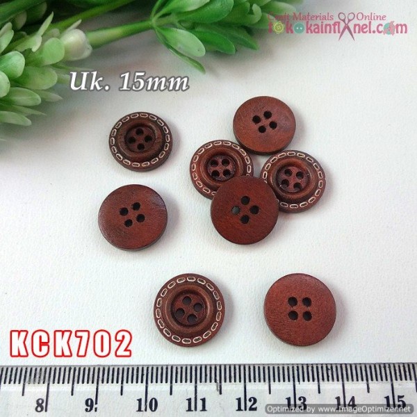 Jual Kancing Kayu KCK702 Garis Tepi Coklat Sedang 15mm (1 Bks isi 12 ...