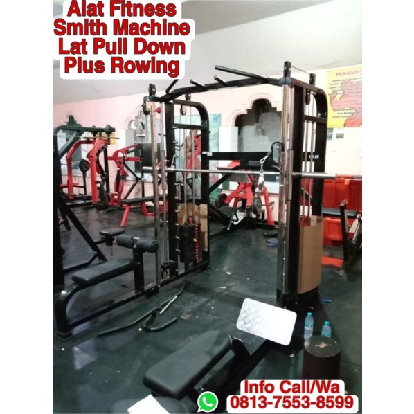 Jual Alat Fitness Smith Machine,Lat Pull Down plus Rowing | Shopee Indonesia