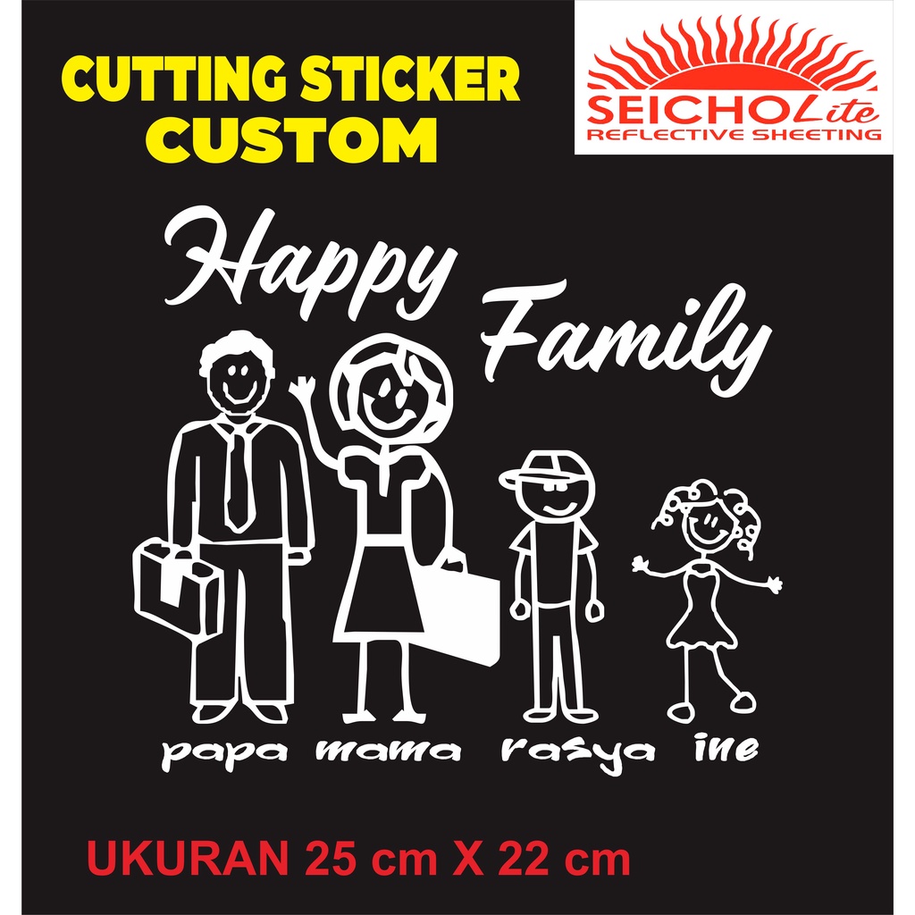 Jual CUTTING STICKER MOBIL STIKER HAPPY FAMILY KEREN STIKER KACA HAPPY ...