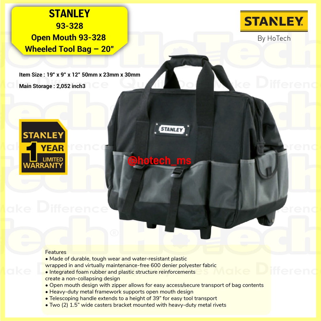Jual STANLEY | 93-328 | 19” x 9” x 12” 50mm x 23mm x 30mm | Tool Bag ...
