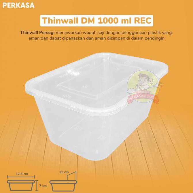 Jual Monggo] Thinwall Dm 1000 Ml Persegi / Food Container / Kotak Makan ...