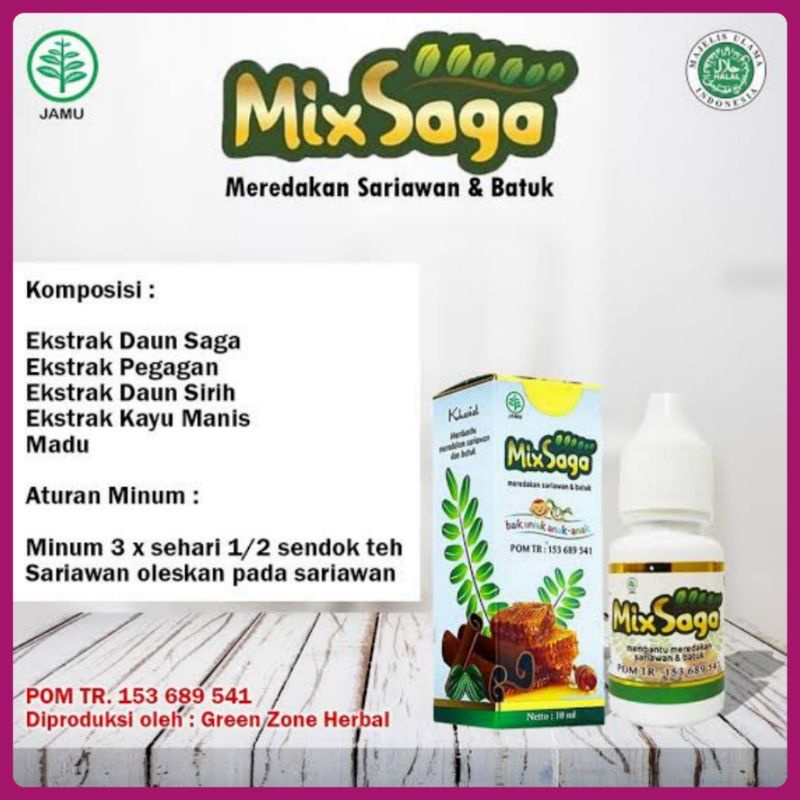 Jual Mix Saga Saga Tetes Ekstra Daun saga Obat Batuk Pilek Demam serta ...