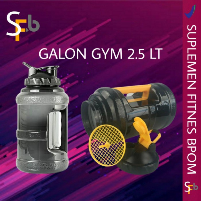 Jual Galon Gallon Gym 2.5 Liter 2.5 Lt Shaker Gym Botol Minum Ans Galon ...