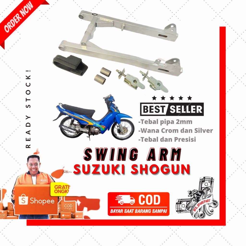 Jual Swing Arm Suzuki Shogun 110 new Model Standart Crom Silver Tebal ...