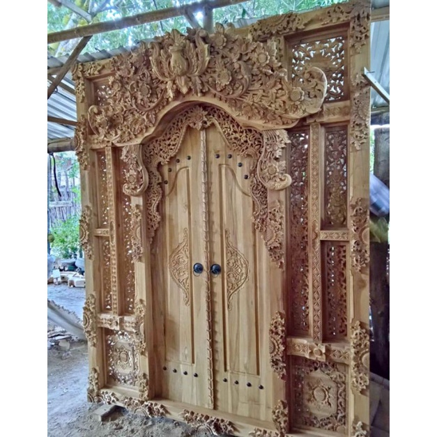 Jual Pintu Gebyok Ukir Kayu Jati Ukuran 2m x 2,5m Pintu Ukir Gunungan ...