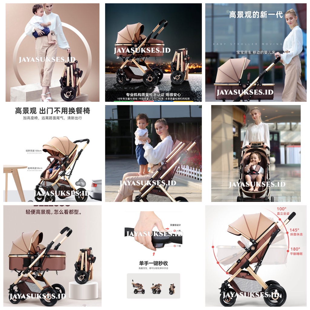 Jual PREMIUM STROLLER BABY MURAH BELECOO RECLINE KERETA DORONG BAYI ...