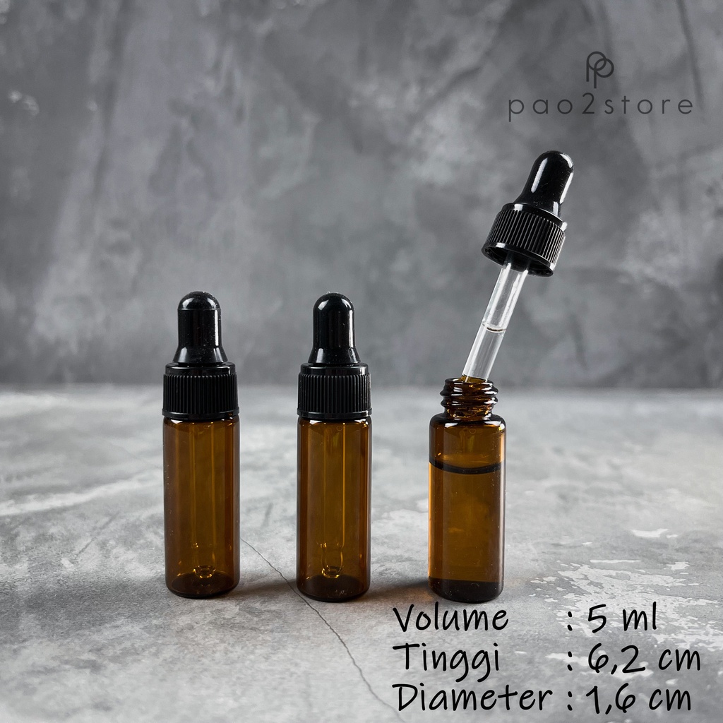 Jual Botol Pipet 5ml Kaca Amber / Coklat - Ring Hitam - Serum Tetes ...