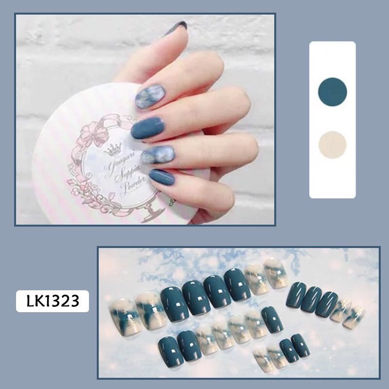 Jual Kuku palsu Blue marble 24pcs / kupal marmer biru nail art marble ...