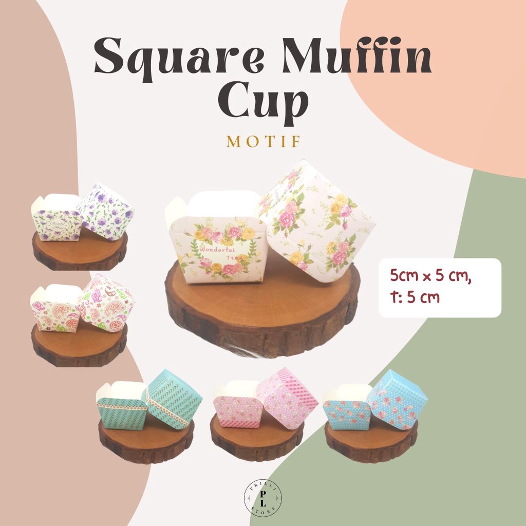 Jual Square Muffin Paper Cup Cake Kertas Kue Roti Motif Cantik (Satuan ...