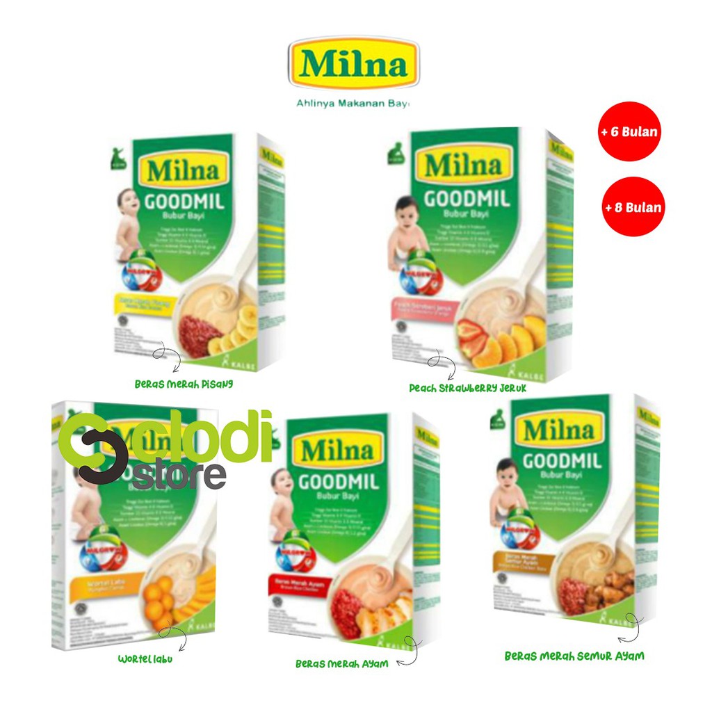 Jual Milna bubur bayi Goodmil 6+ dan 9+ 120g | Shopee Indonesia