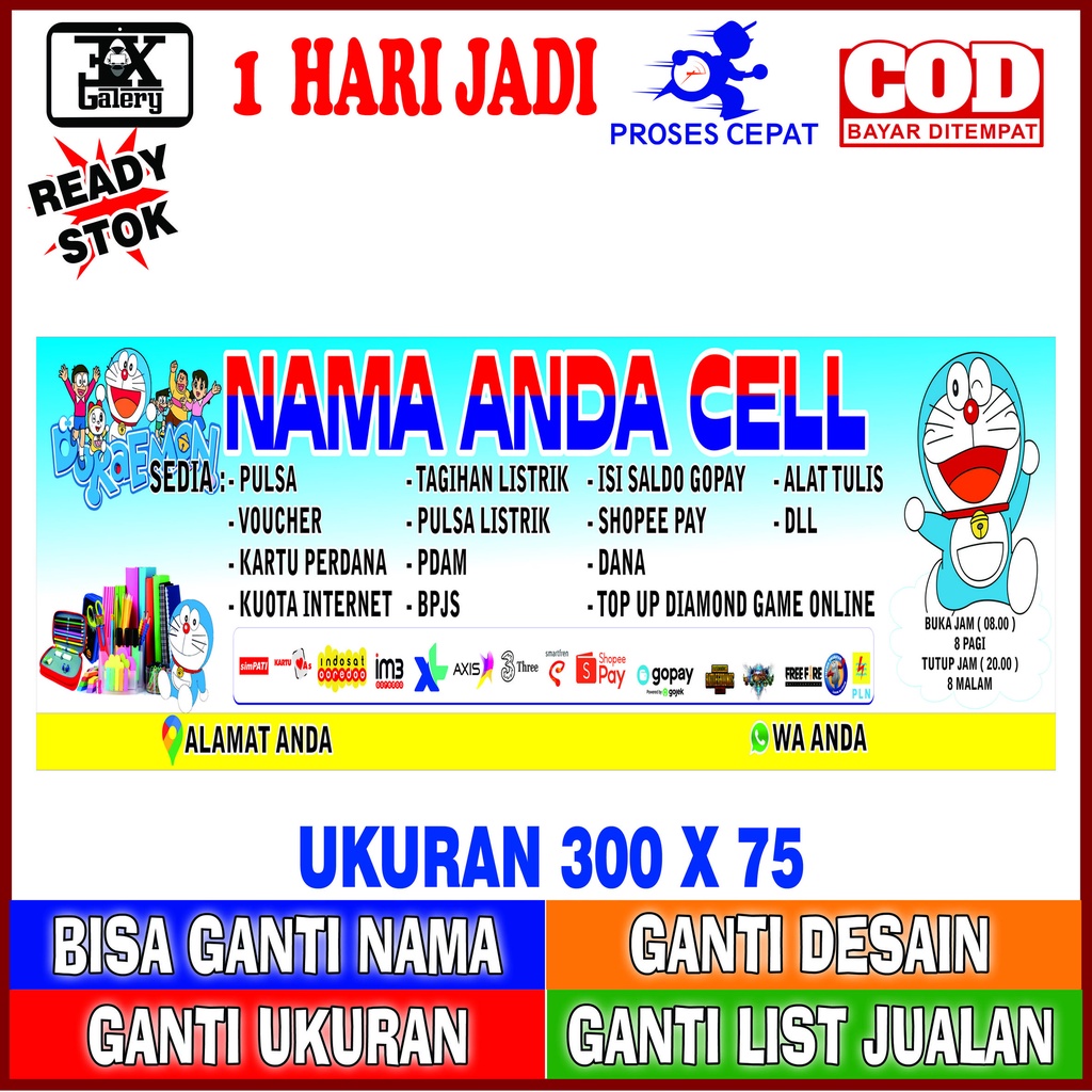 Jual (TERMURAH) SPANDUK BANNER KONTER, TOP UP GAME, SPANDUK GAME ...