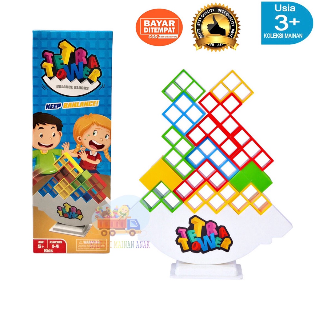 Jual Mainan edukatif anak balancing block tetris tetra tower games fun ...