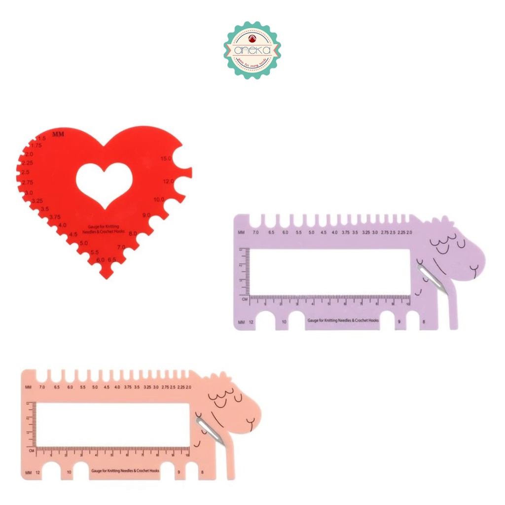 Jual ANEKA - Knitting Gauge Ruler Plastic Needle Characters / ANK ...
