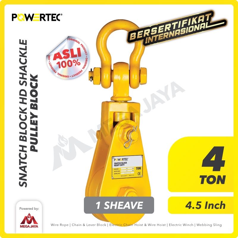 Jual POWERTEC Snatch Block / Pulley Block Shackle 4 Ton - 4.5" HD 1 ...