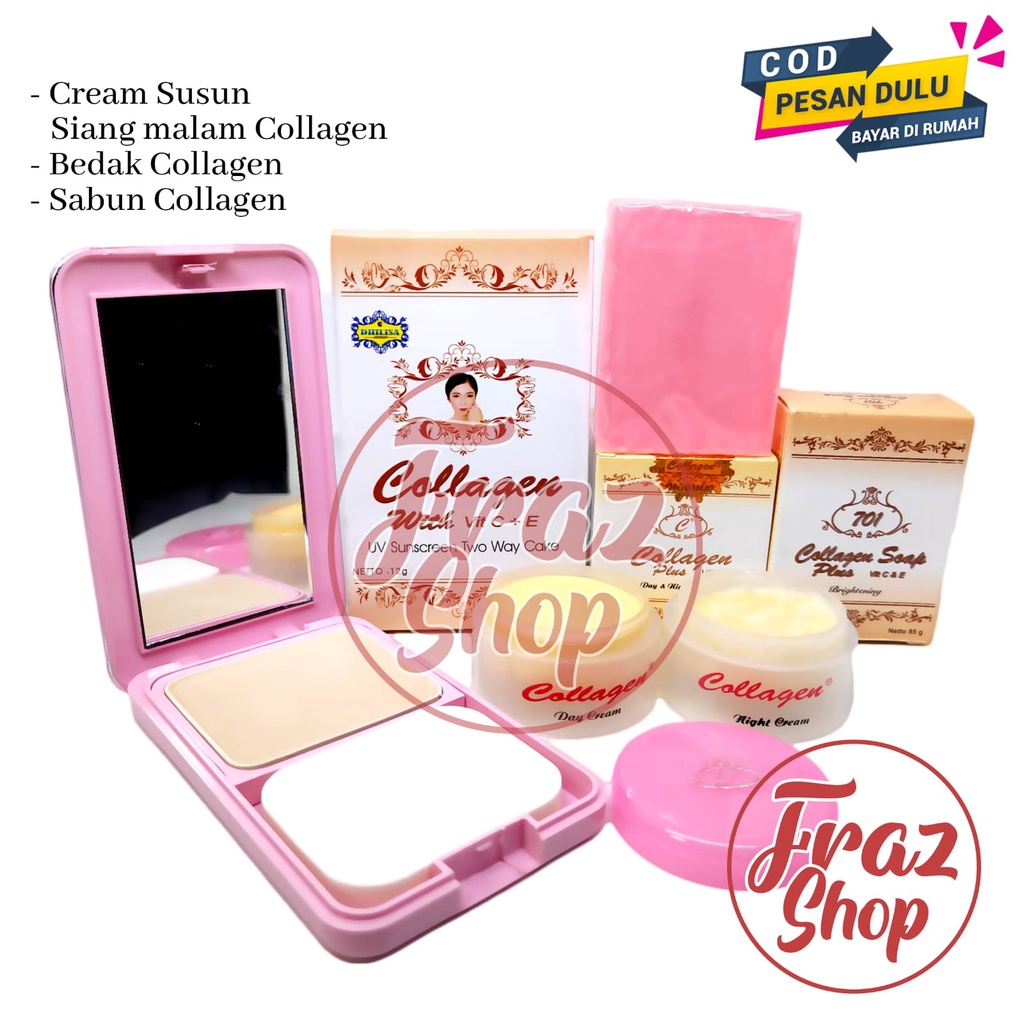 Jual Paket Collagen 3in1 ( Cream Susun Siang Dan Malam- Bedak- Sabun ...