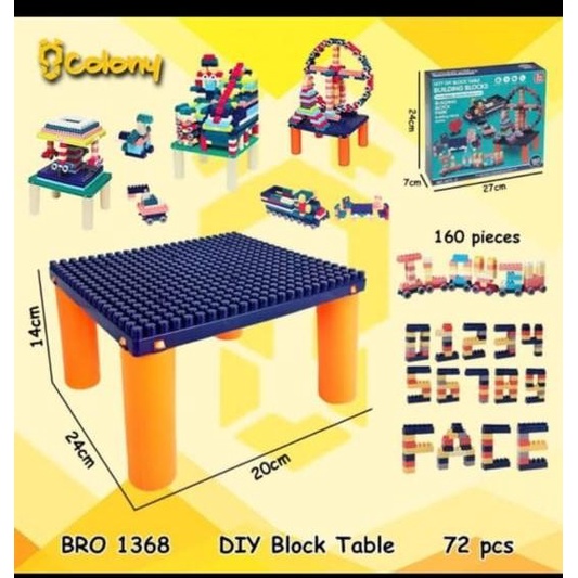 Jual Mainan Diy Buldiing Block Table isi 160 pcs ( block + table ...