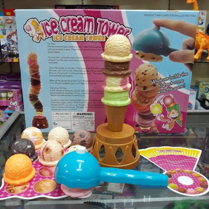 Jual Ice Cream Tower Mainan Puzzle Block Stacking Tower Game Menara Es ...