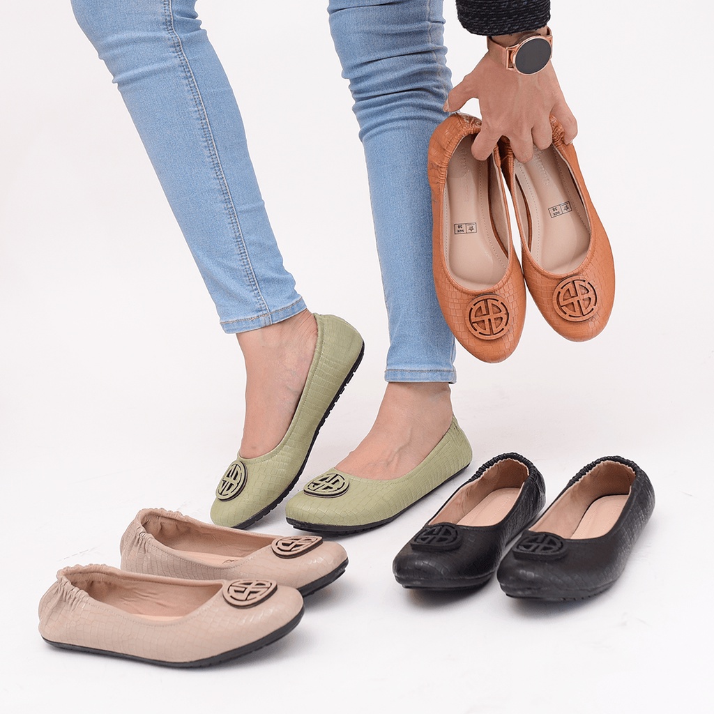 Jual Sepatu Flat Shoes Ballerina Wanita Croco Misel Star Buana | Shopee ...