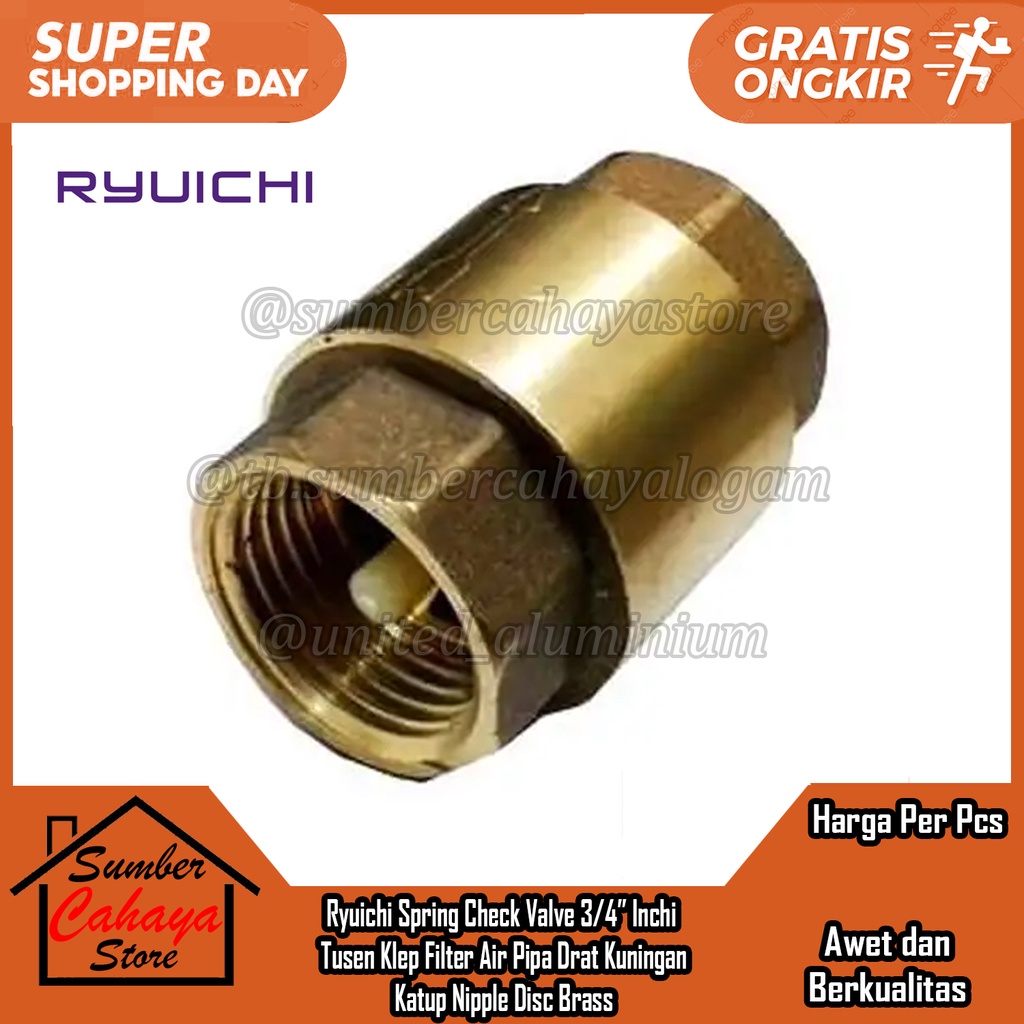 Jual Tusen Penyambung Kran Klep Ryuichi d.3/4’’ Inci Brass Tussen Klip Air Keran Water Pancuran ...