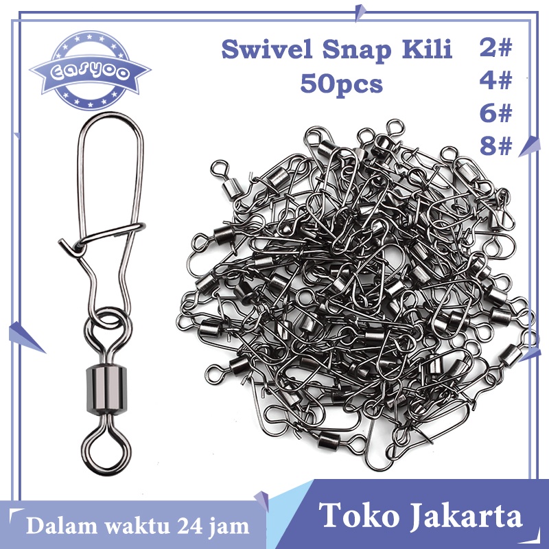 Jual 50pcs Swivel Snap Kili 8# 6# 4# 2# Connector Pancing Rolling ...