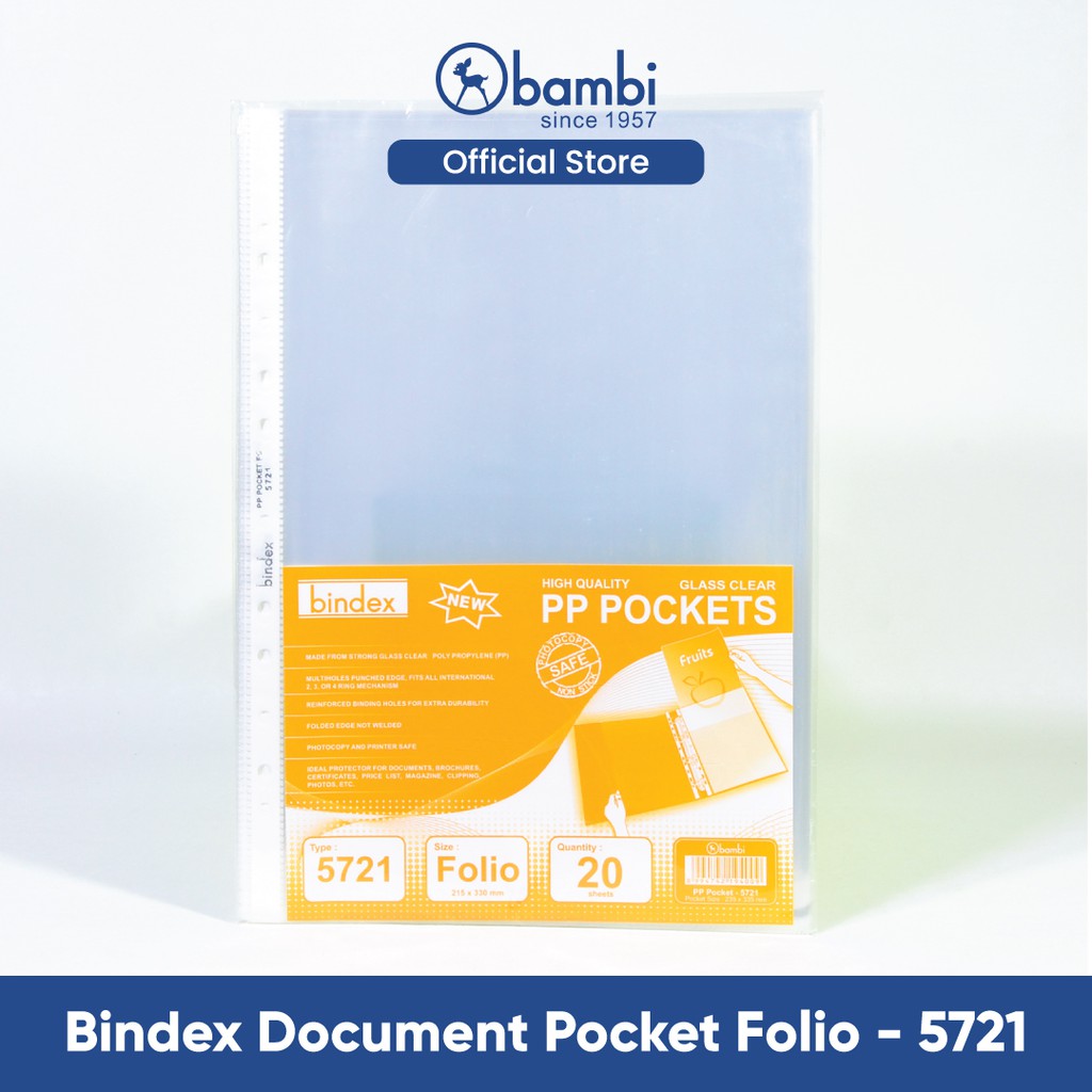 Jual Bindex Document Pocket Transparant Sleeve Folio Tebal 0.05 mm kode ...