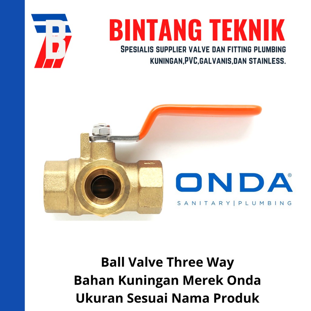 Jual Ball Valve Three Way 1/4" inch Kuningan Onda | Shopee Indonesia