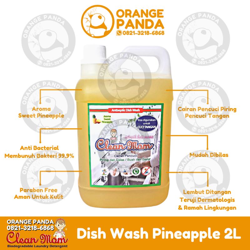 Jual Clean Mom Dish Wash Nanas / Pineapple 2 Liter, sabun cuci piring Clean Mom 2 Liter ( READY ...
