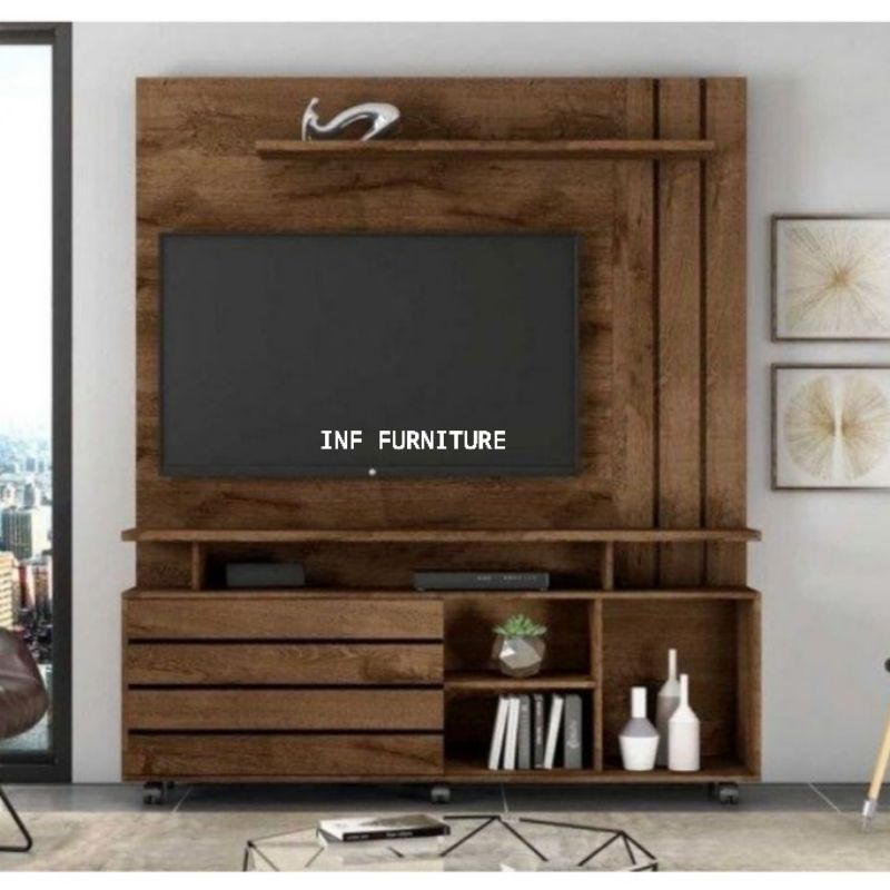 Jual backdrop tv lemari tv minimalis bufet tv minimalis jati natural ...