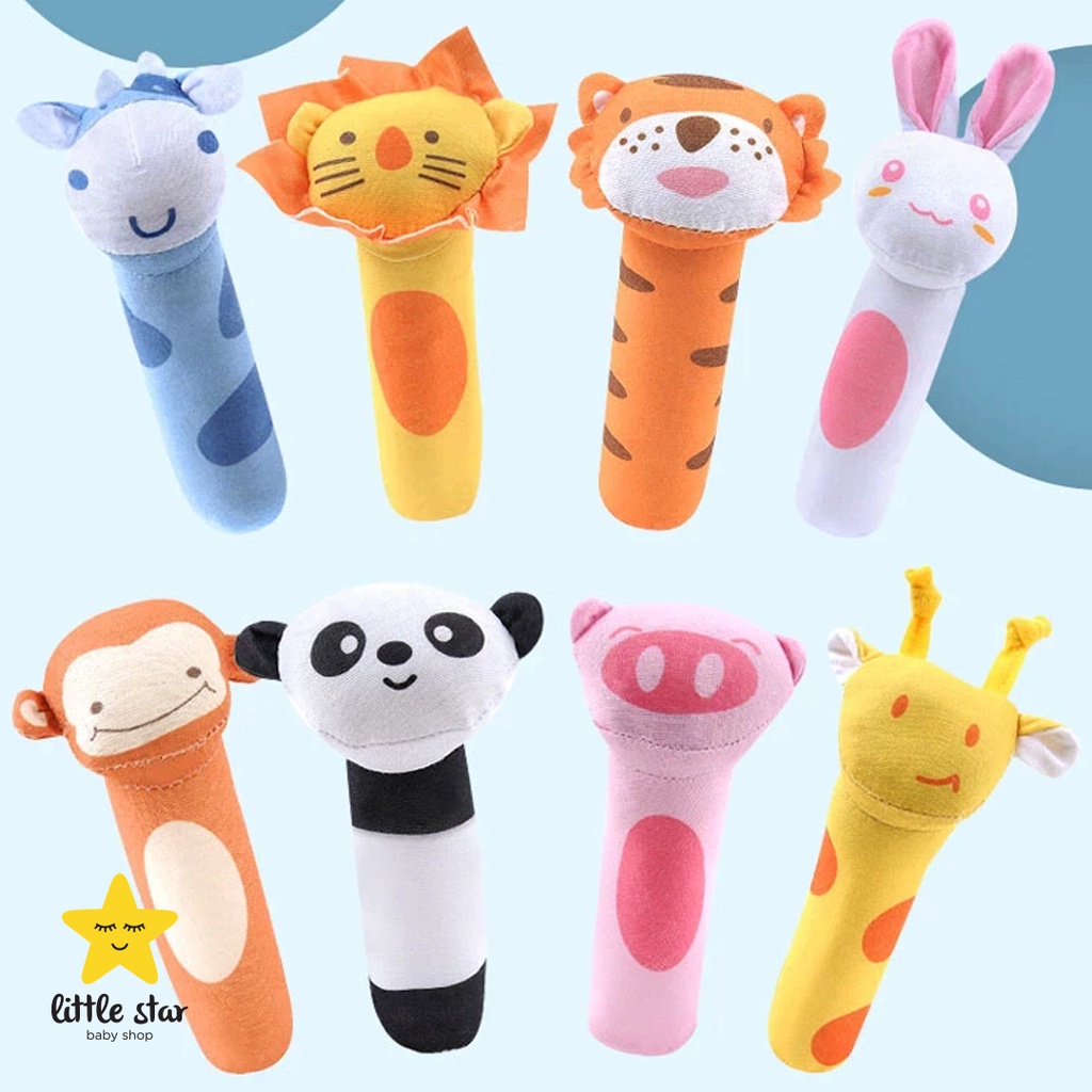 Jual Mainan Bayi Bunyi Hand Rattle Stick Doll Baby Cewek Cowok Hewan ...