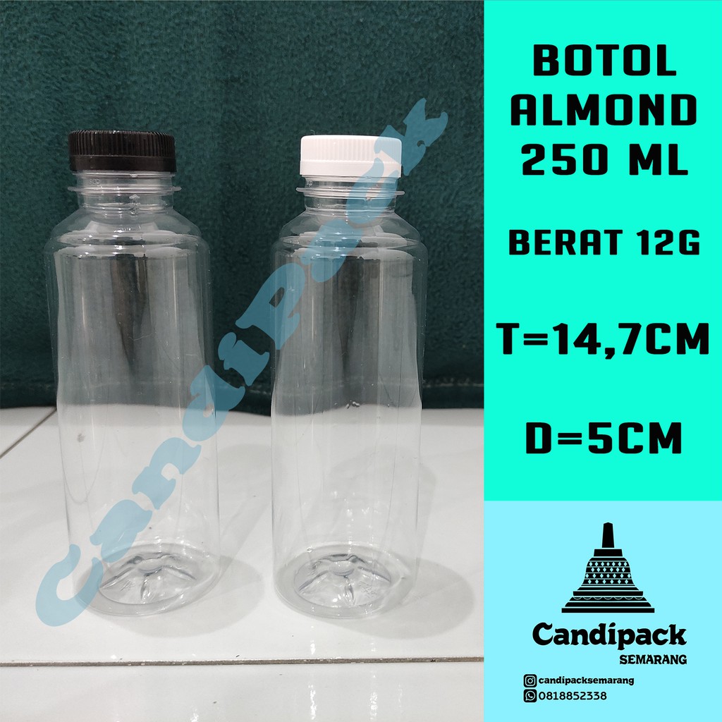 Jual Botol Almond 250 mL / PET Botol Plastik 250 mL 12gr | Shopee Indonesia