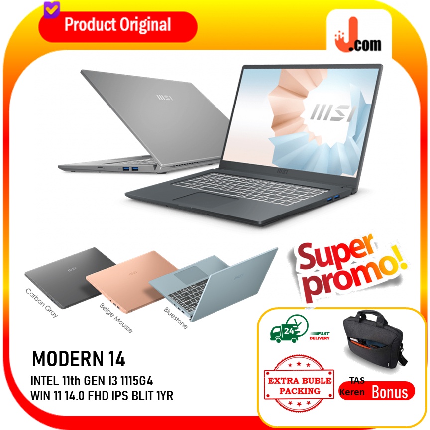 Jual Laptop Slim MSI Modern Intel Core I3 Windows Original Backlit ...
