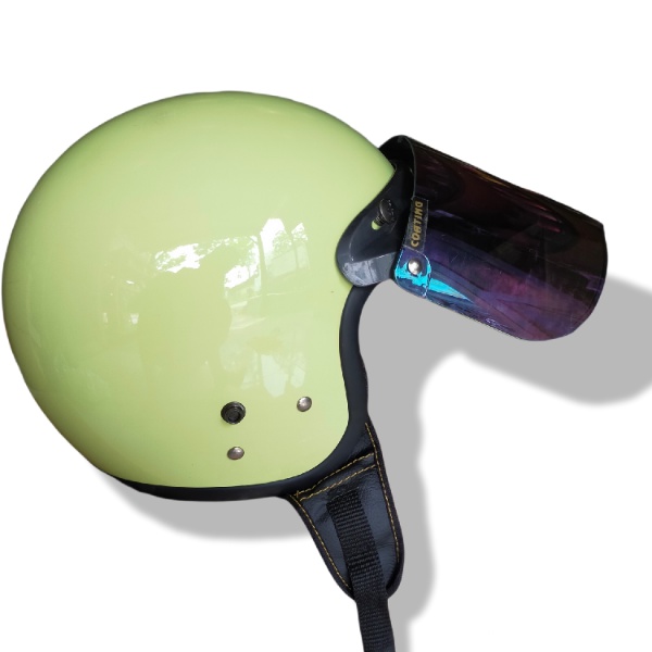 Jual Helm Retro dewasa full Leher Bogo Plus kaca flat Kuning Lemon Helm ...