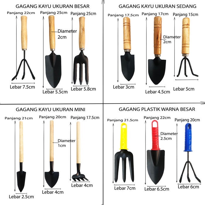 Jual Garden Tools Set 3 Pcs Varian Ukuran Mini - Sedang - Besar -Warna ...