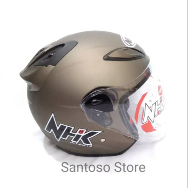 Jual Helm Half Face NHK R6 Solid Star Grey Doff Coffee Abu Dop Single ...