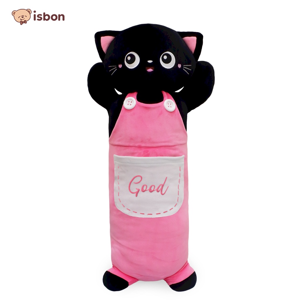Jual Boneka Guling Jumbo Kucing Cat Black Pink Bolster Lucu ...