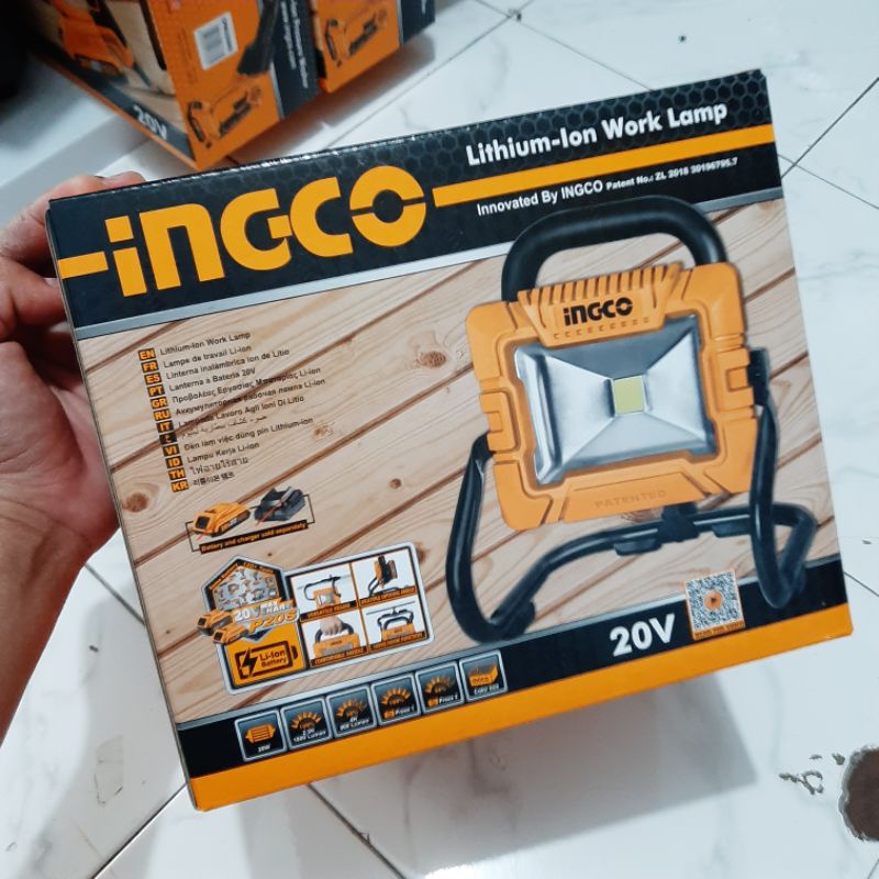 Jual LAMPU SOROT 20 WATT LED CORDLESS 20V WORK LAMP INGCO CWLI2025 ...