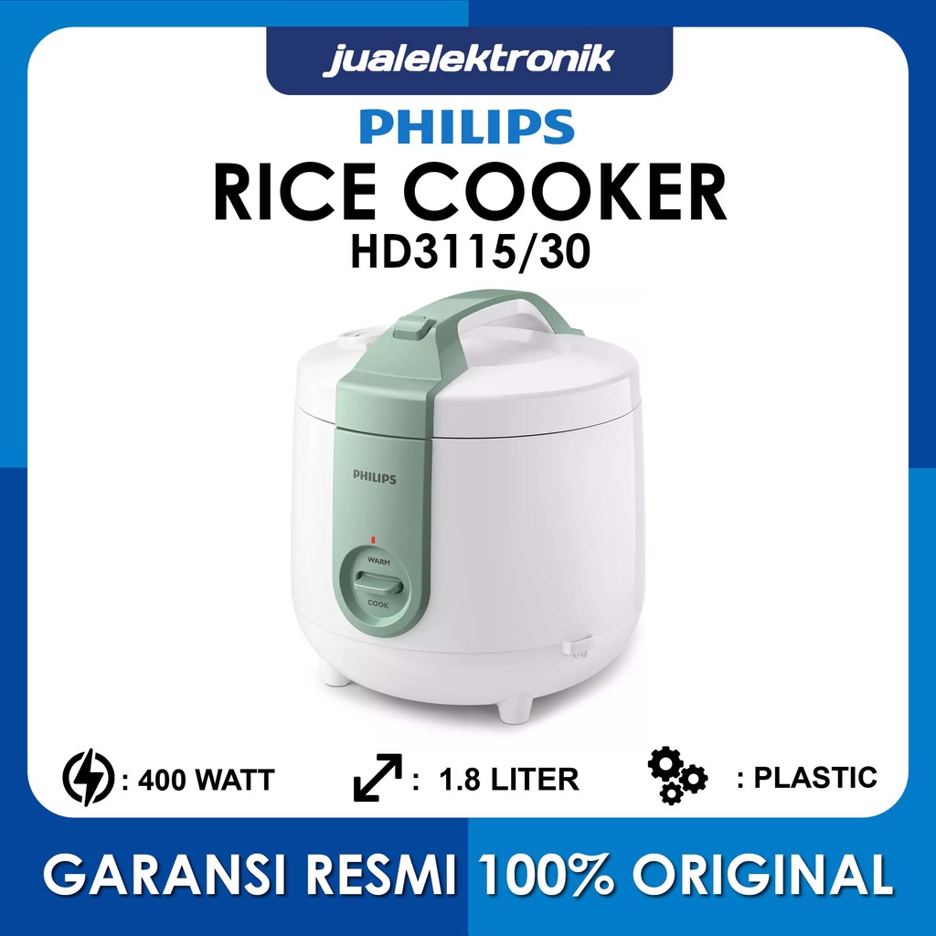 Jual Philips Rice Cooker 1.8 Liter 400 Watt White HD3115/30 / Murah ...