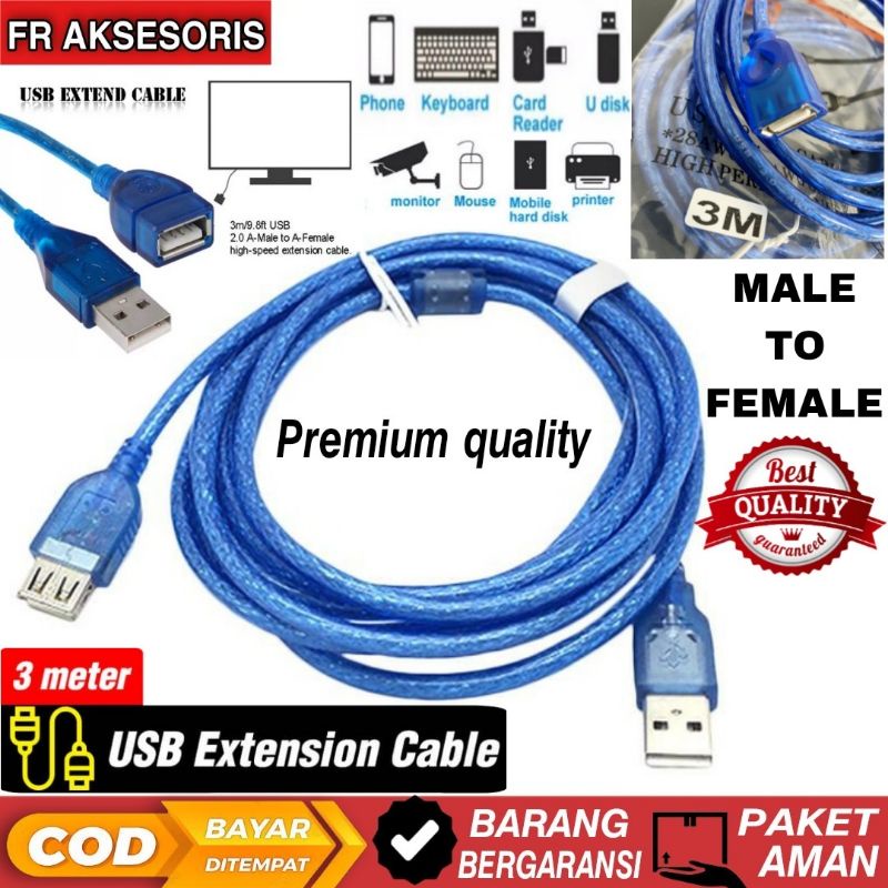 Jual Kabel Usb Male To Female 1 5m 3m 5m Extender Kabel Pemanjang Usb 2 0 Extension Usb Shopee