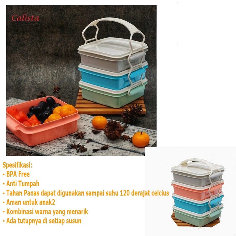 Jual Calista Kobe Premium Rantang 4 Susun - Rainbow-RANTANG PIKNIK ...