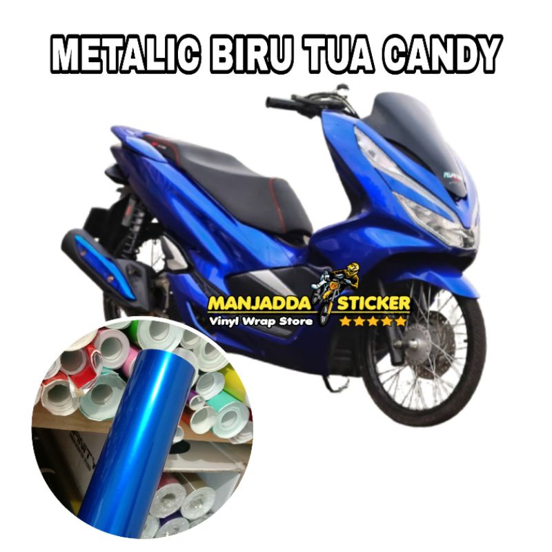 Jual stiker skotlet motor warna biru muda stiker metalic candy | Shopee ...