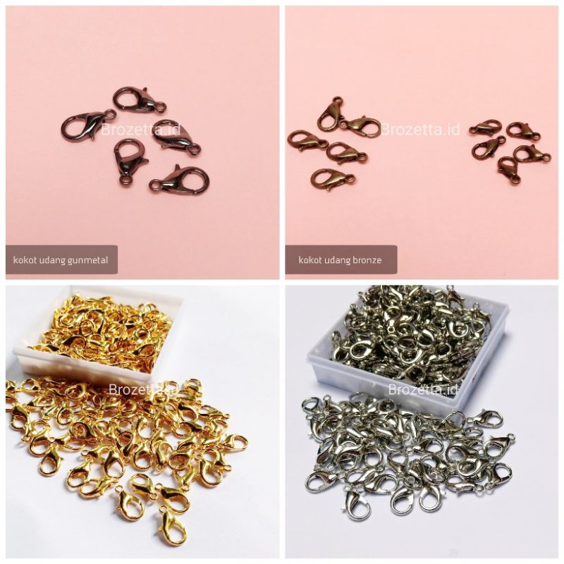 Jual 100pcs kokot udang kait lobster 14mm 12mm per 100pcs nikel silver ...
