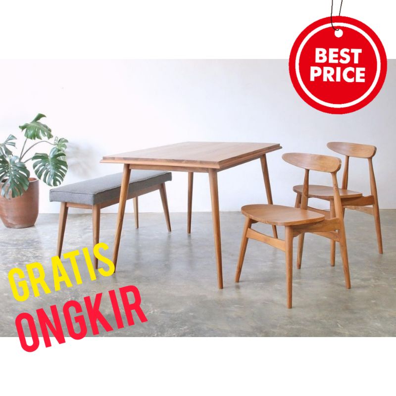 Jual MEJA MAKAN MINIMALIS MODERN || MEJA MAKAN RETRO KAYU JATI || MEJA ...