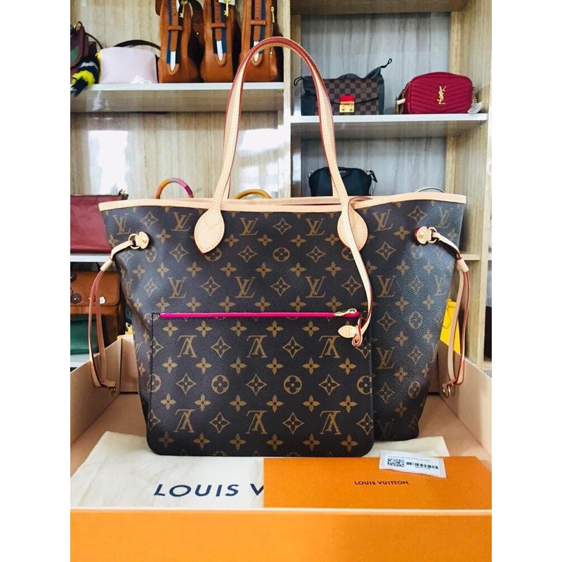 Jual LV Neverfull MM Mono Red cherry inside | tas branded | Shopee ...