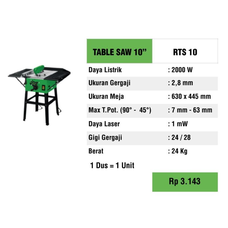 Jual Mesin Table Saw 10 inch RYU RTS 10 / Mesin gergaji kayu meja ...